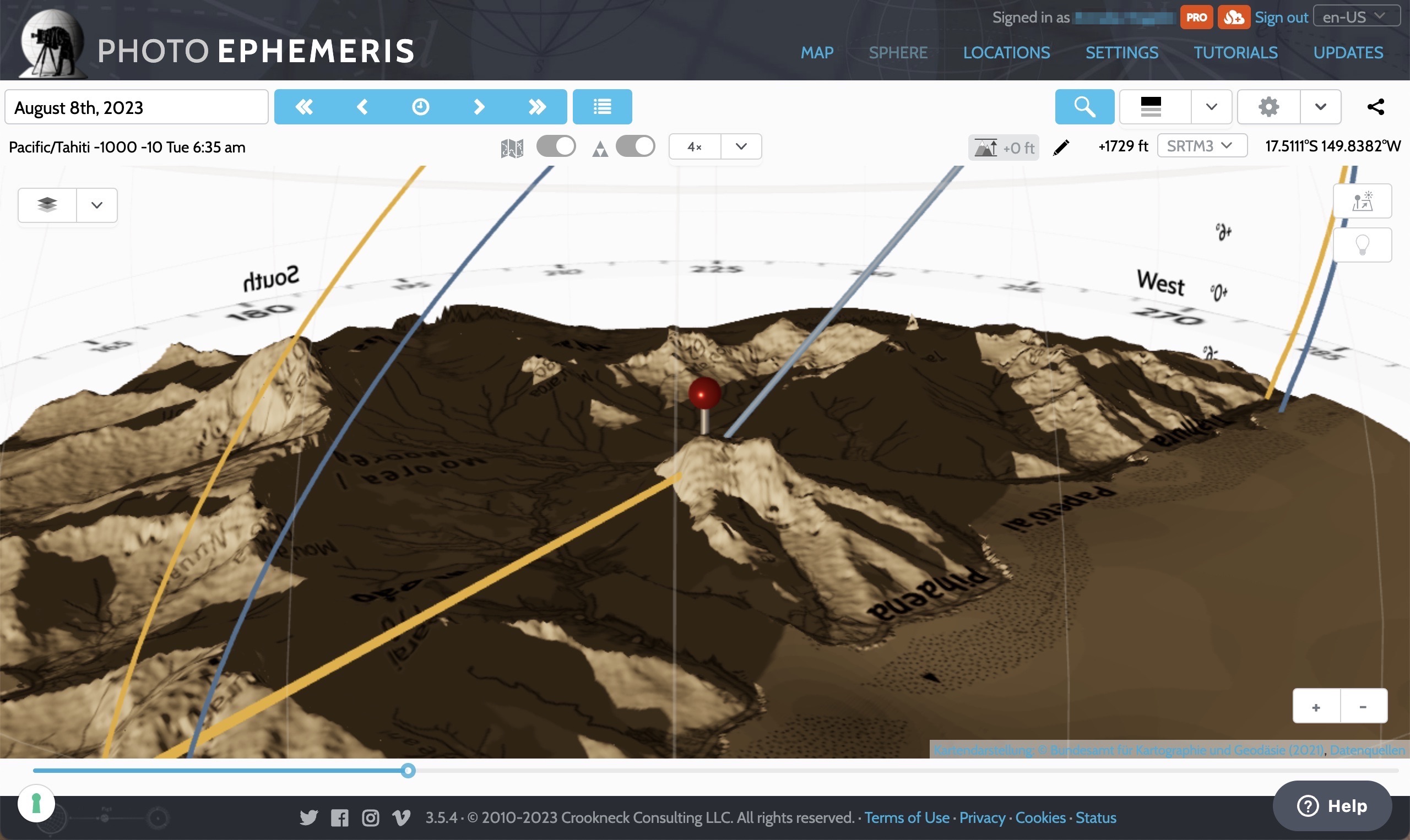 Using Photo Ephemeris Web, Part 9: Maps and Terrain in the 3D Celestial ...